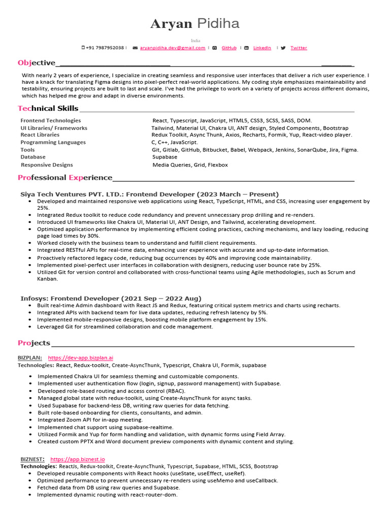 AryanPidiha Resume | PDF | Web Development | Computing