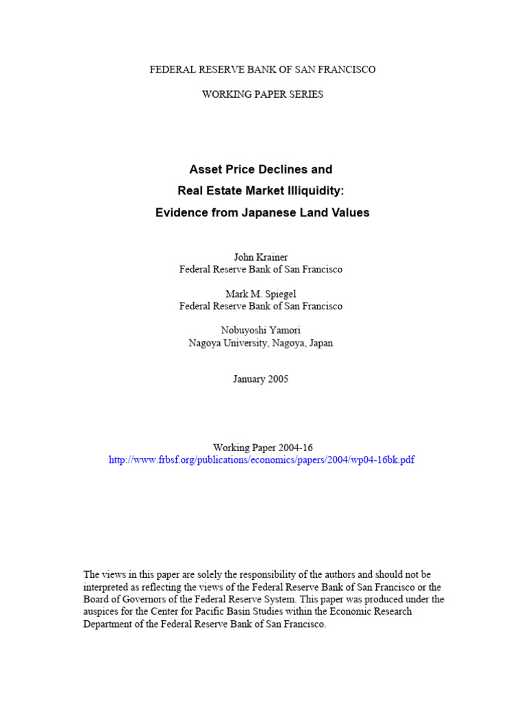 Asset Price Declines and Real Estate Market Iliquidity Evidence From ...