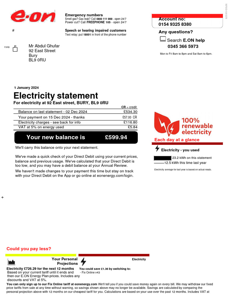 EON Last Bills | PDF