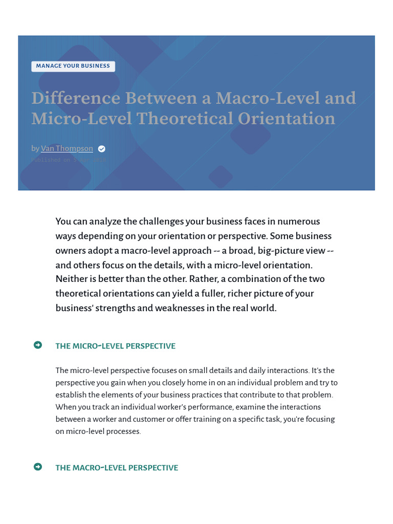 Difference Between A Macro-Level and Micro-Level Theoretical ...