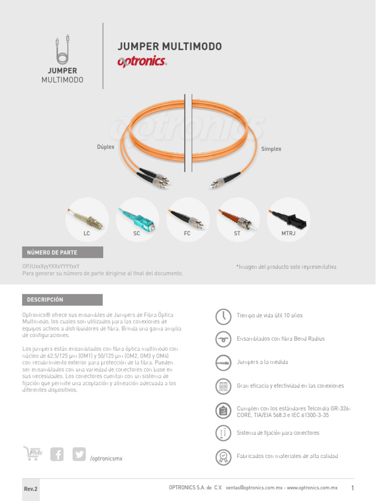 00.jumper Multimodo | PDF | Fibra óptica | Conector eléctrico
