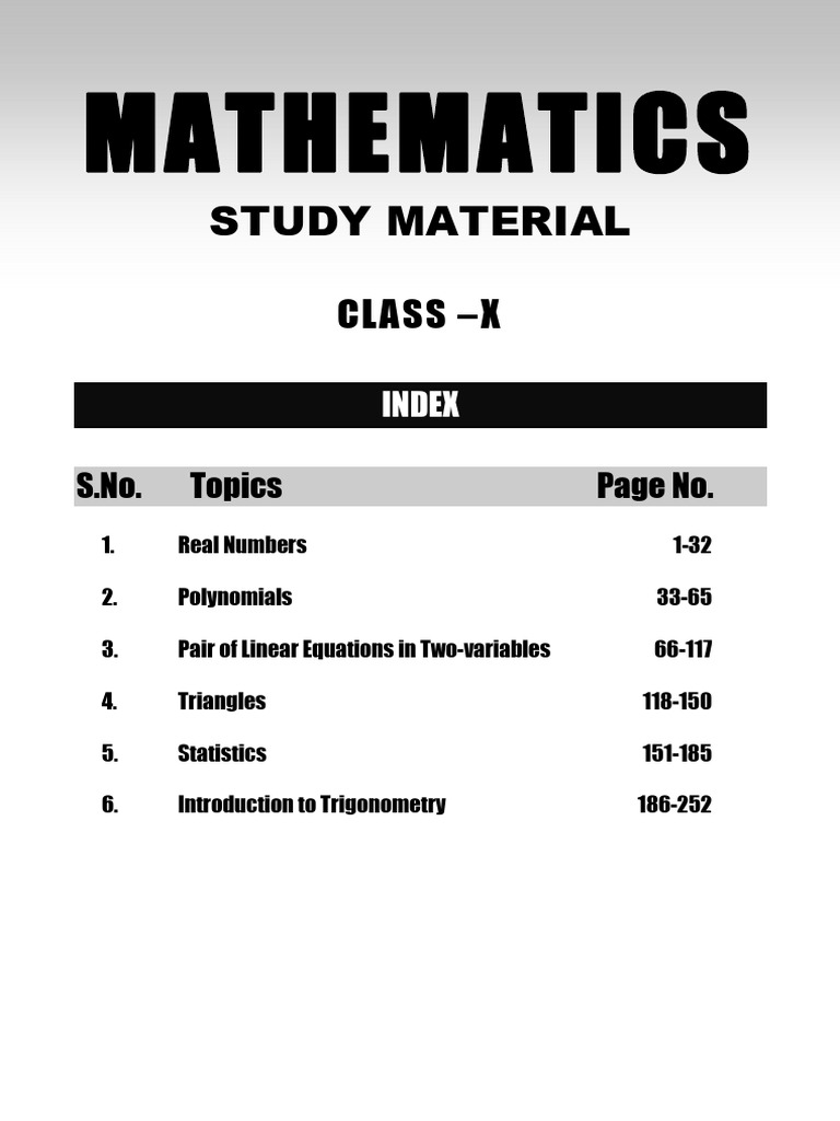 Mathematics - Module-1 (Class X) | PDF | Polynomial | Numbers