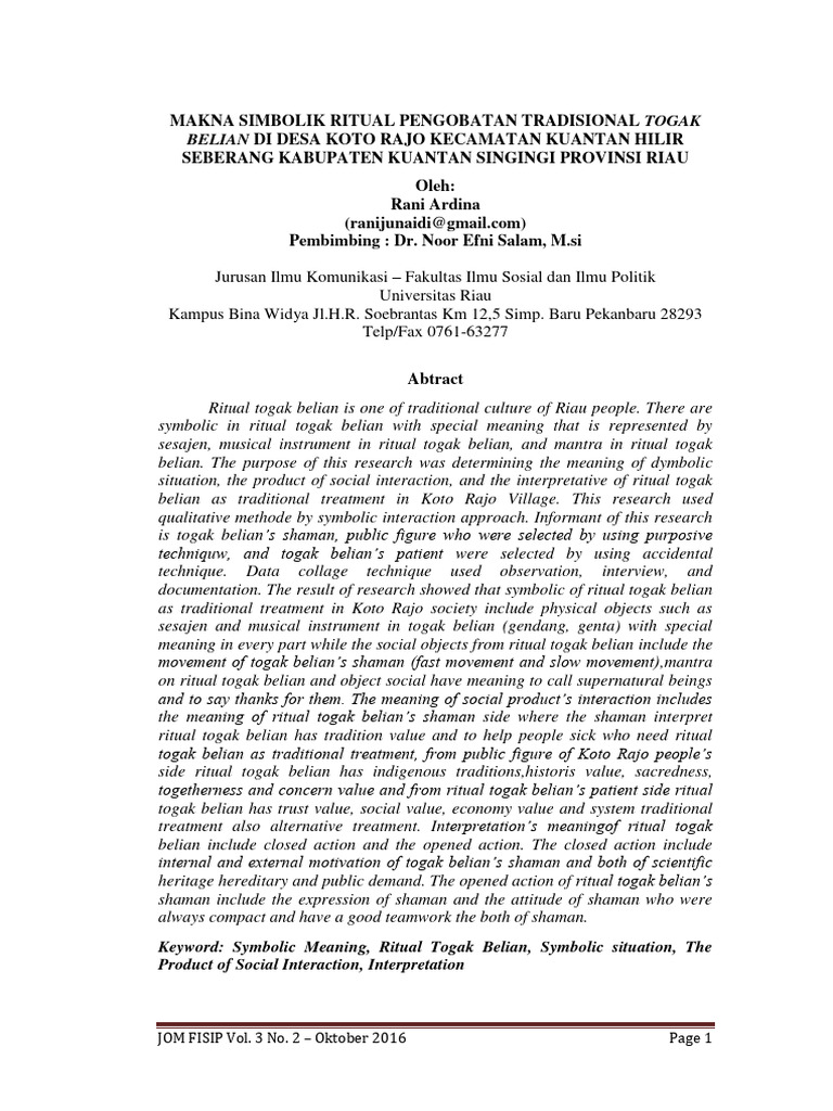 Makna Simbolik Ritual Pengobatan Tradisi | PDF
