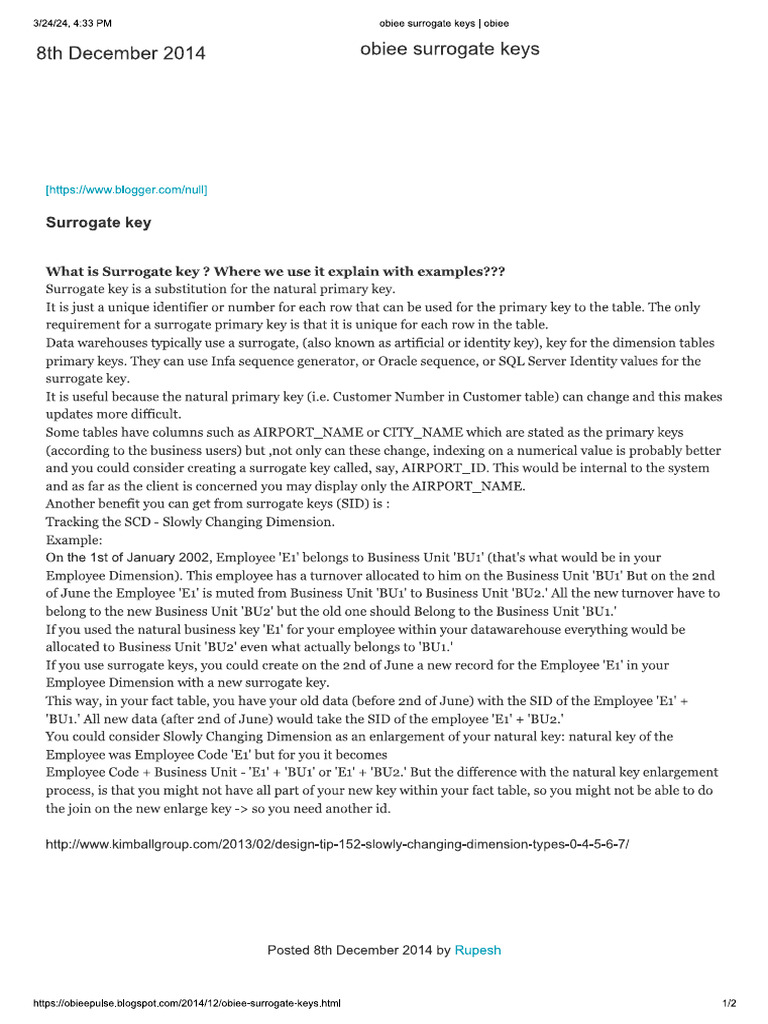 Surrogate Key | PDF