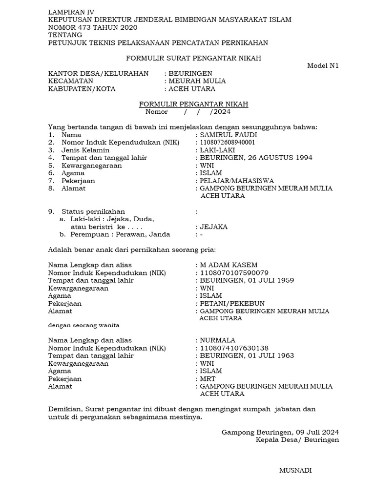 Formulir - Nikah 2020 | PDF
