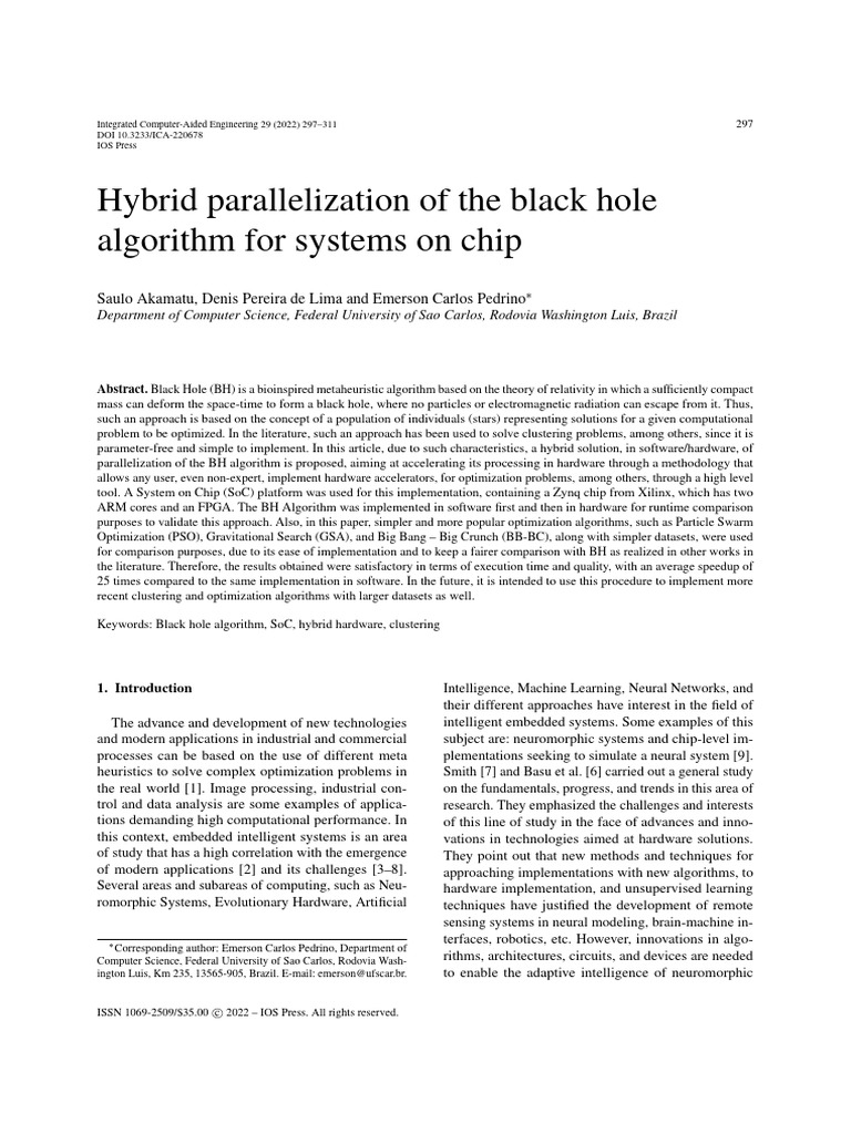 Hybrid Parallelization of The Black Hole Algorithm For Systems On Chip | PDF | Field ...