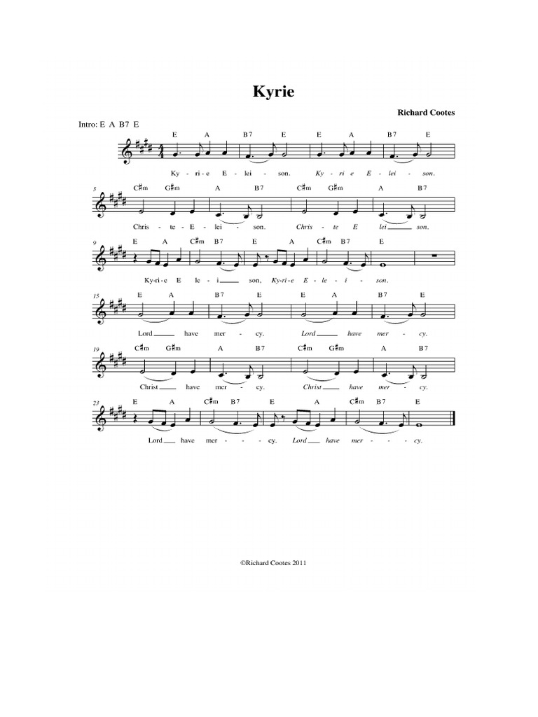 Kyrie Mass of Gods Mercy | PDF