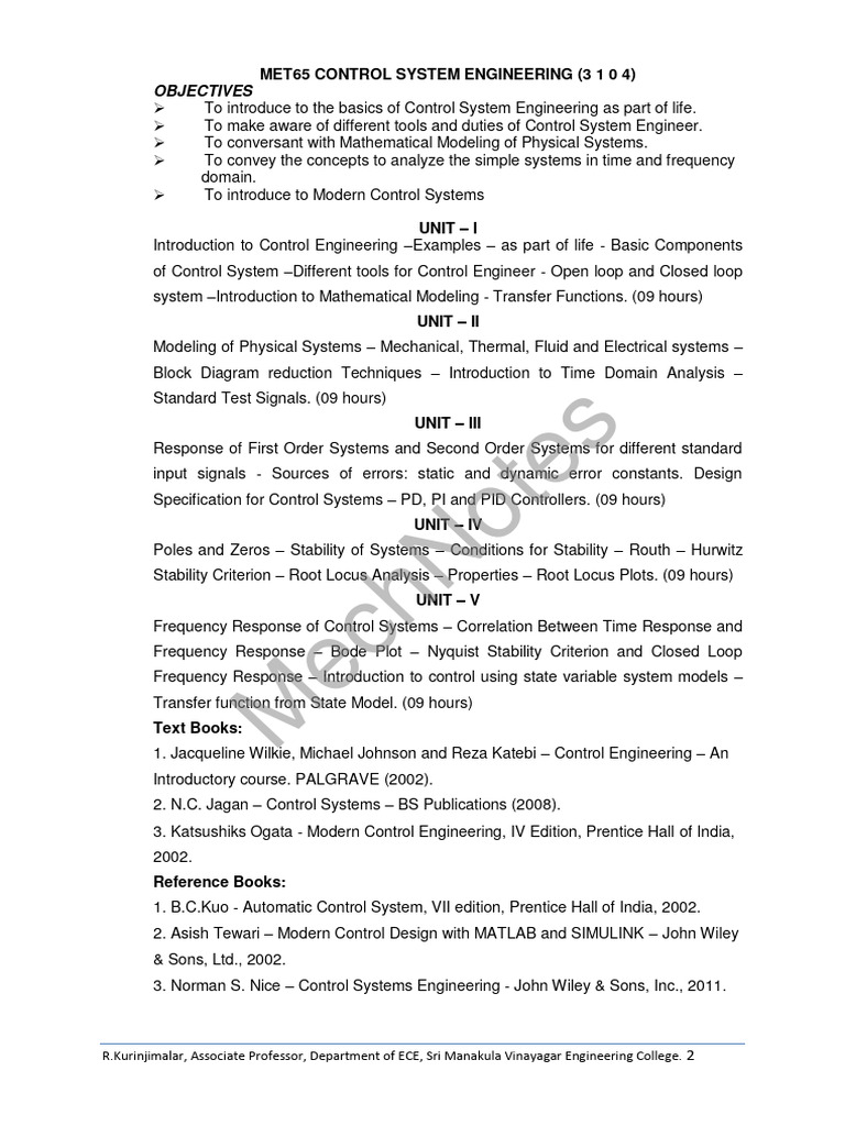 Cse Unit 1 | PDF | Feedback | Control Theory
