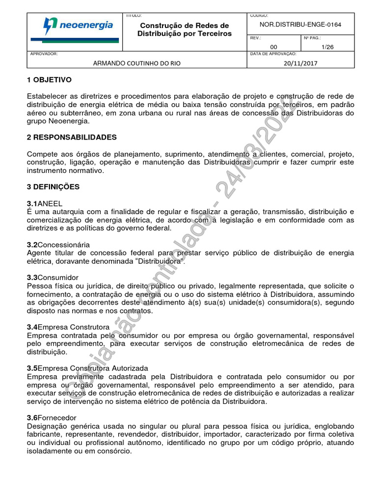 Nor Distribu Enge 0164 Construcao de Redes de Distribuicao Por Terceiros Rev 00 Valida Ate 11 09 ...