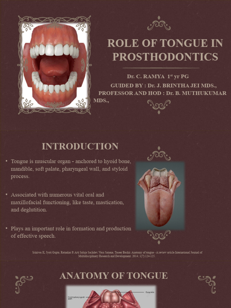 Role of Tongue in Prosthodontics . | PDF | Tongue | Dentures