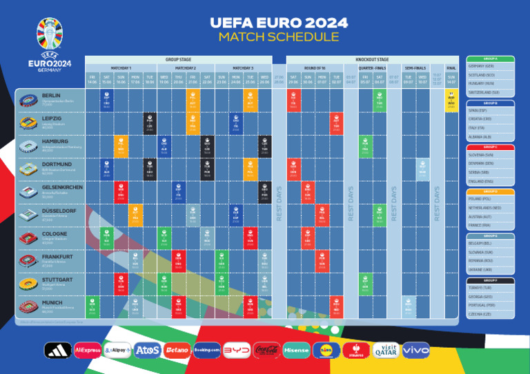UEFA EURO 2024 Match Schedule | PDF | Association Football | Sports