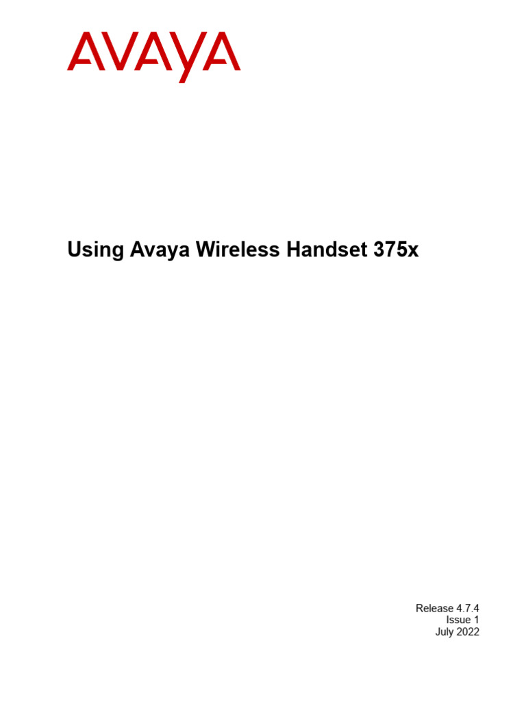 Using Avaya WirelessHandset375x en-us R4 7 4 July2022 | PDF | Source ...