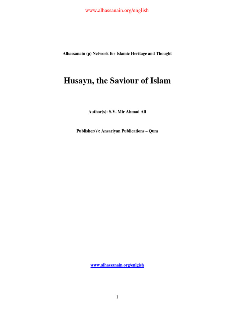 Husayn The Savior of Islam | PDF | Husayn Ibn Ali | Prophets And ...
