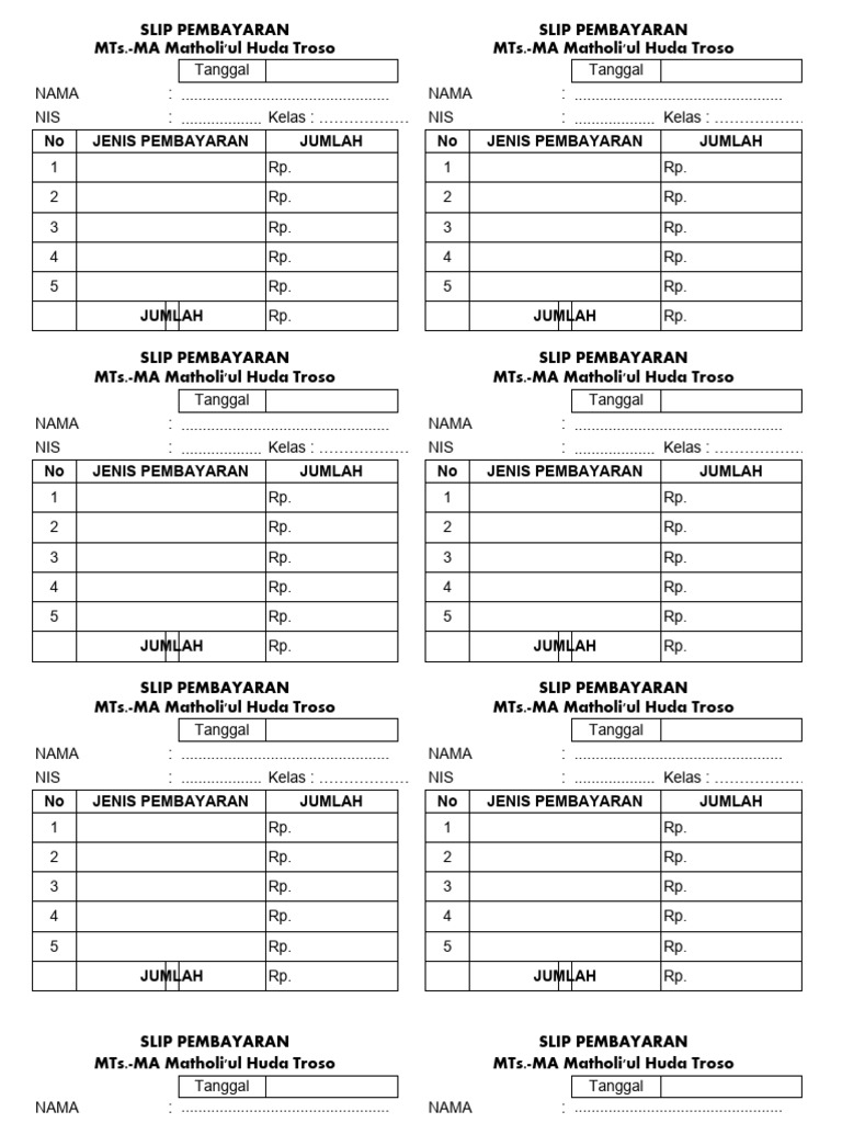 Contoh Slip Pembayaran SPP | PDF | Memasak, Makanan, & Anggur | Griya ...