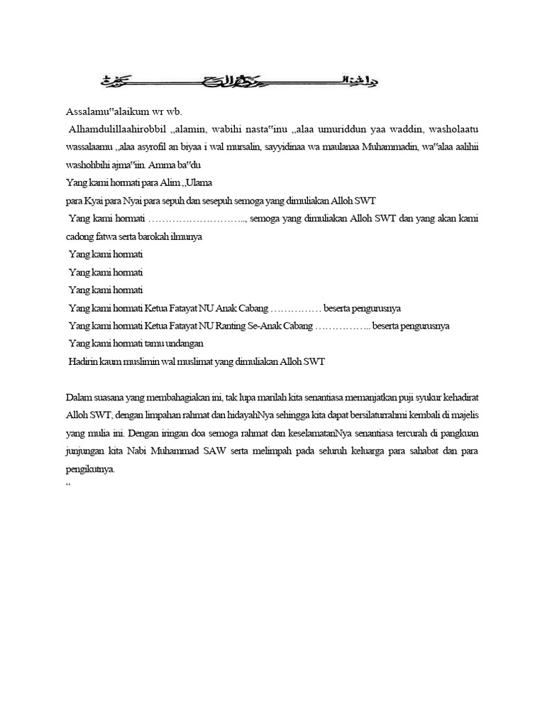 Susunan Acara Fatayat | PDF