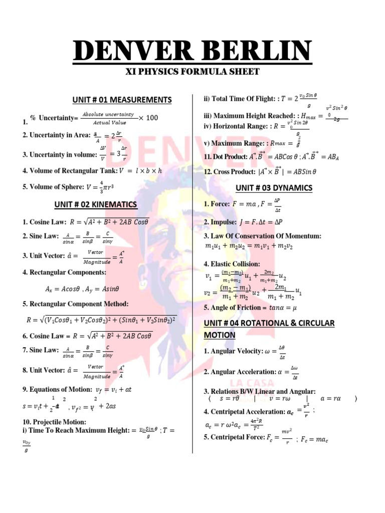 Xi Formula of Physics by Denver | PDF | Capacitor | Acceleration