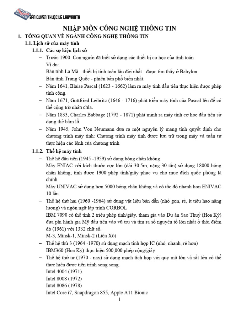 Nhap Mon Cong Nghe Thong Tin | PDF