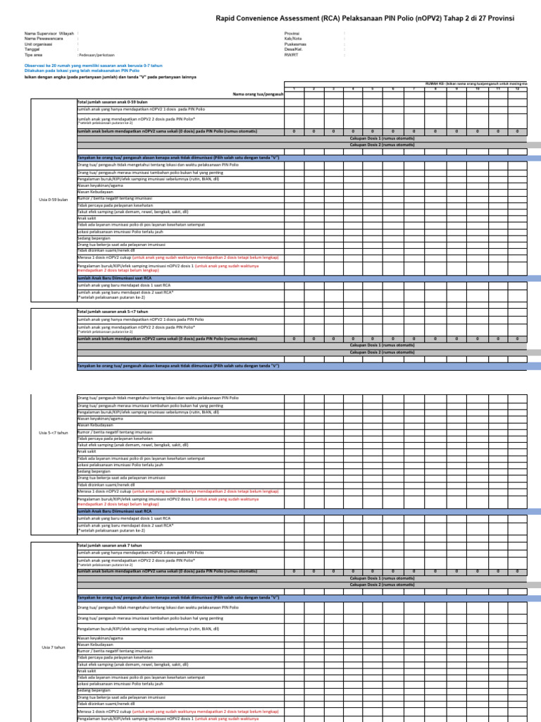 Form RCA - Pelaksanaan PIN Tahap 2 | PDF