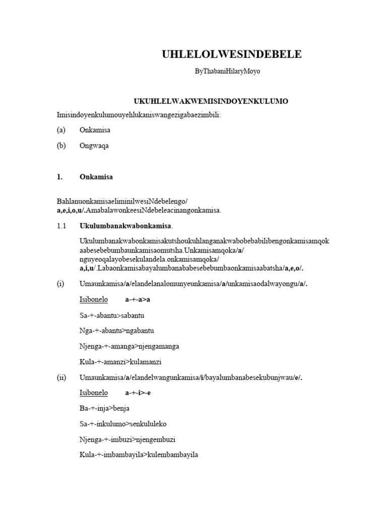 Uhlelo LweMisindo YesiNdebele | PDF | Language Arts & Discipline