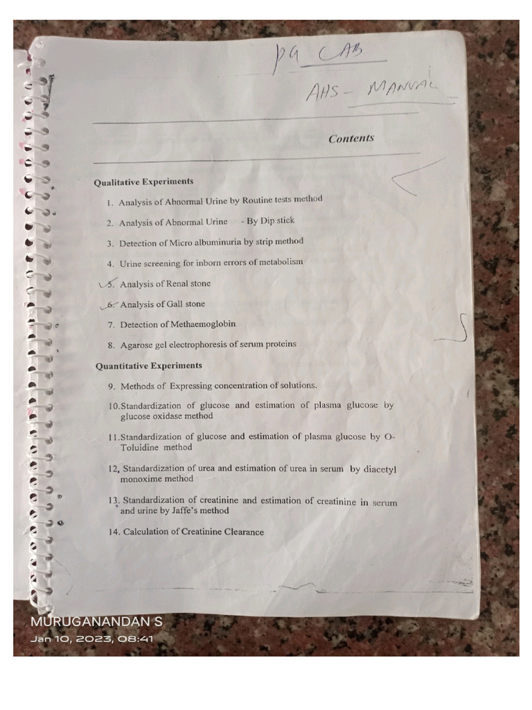 Biochem Prac Note PG MLT | PDF