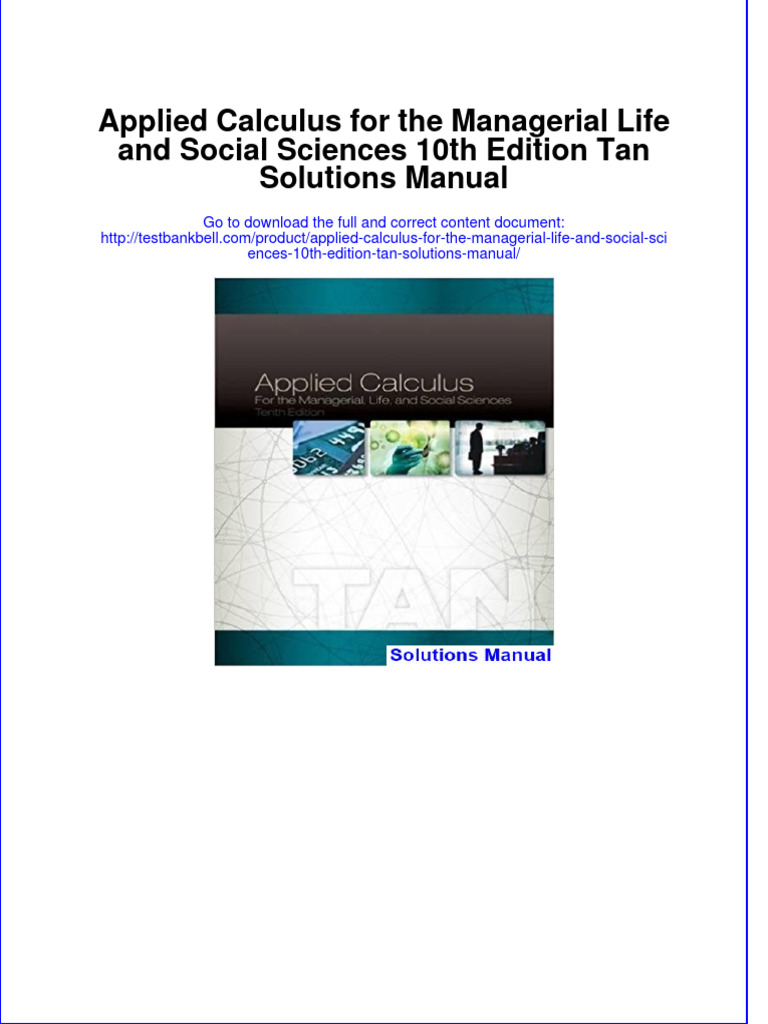 Full Download Applied Calculus For The Managerial Life and Social ...