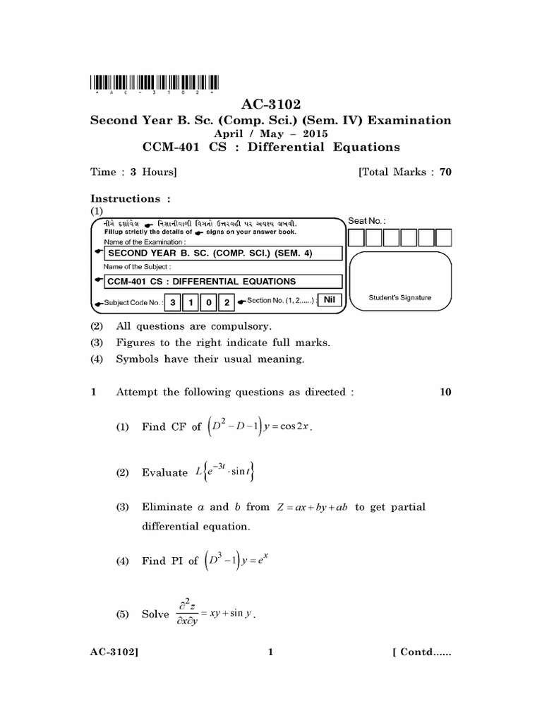 401 CS Differential Equations | PDF