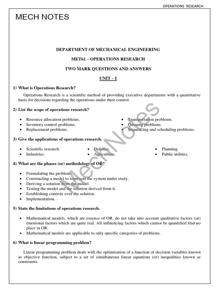 Or 2 Marks-1 | PDF | Linear Programming | Mathematical Optimization