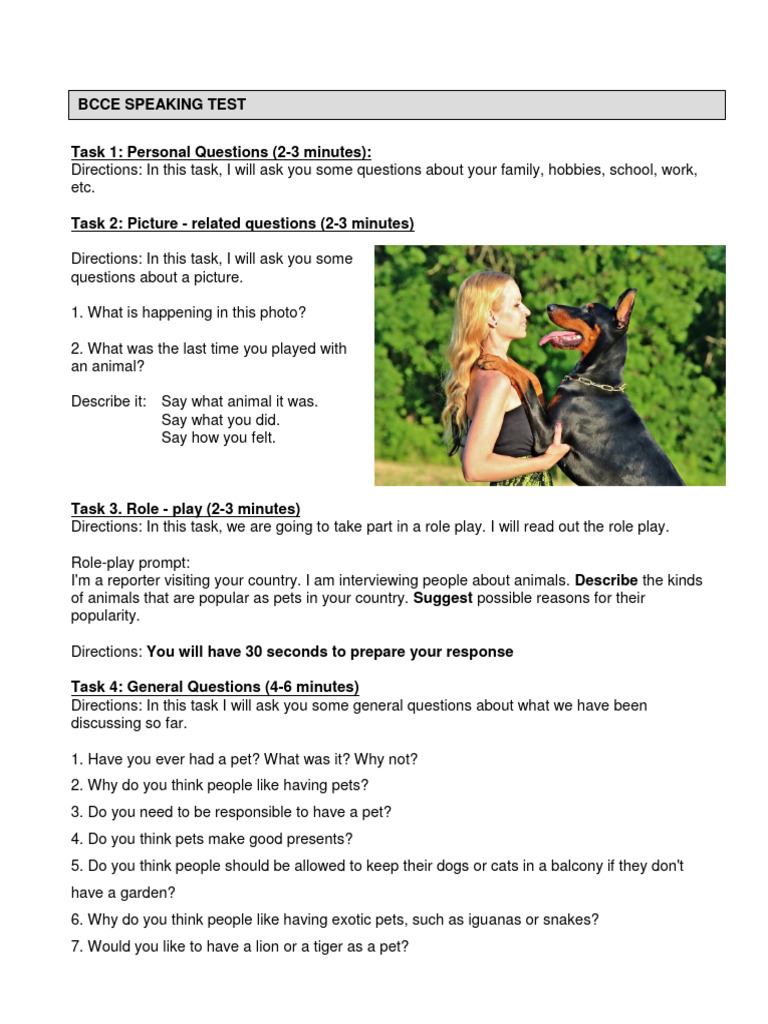 Bcce Speaking1 Tests Pets | PDF