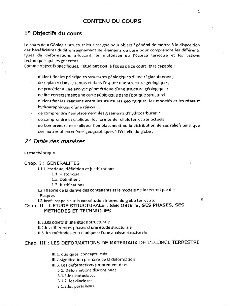 Cours de Géologie Structurale | PDF