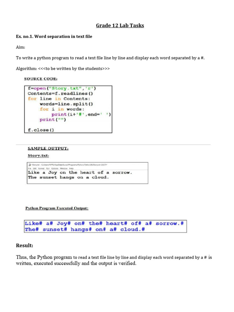 Grade 12 Lab Exercise Python Pdf Computer Program Programming 6086