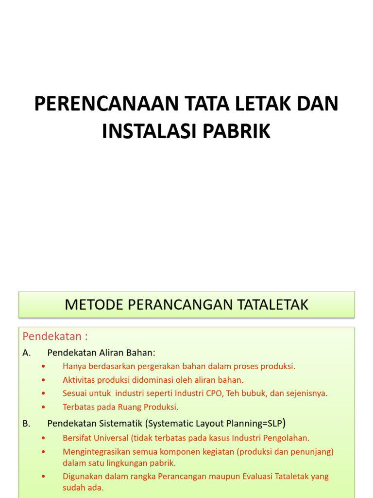 PERENCANAAN TATA LETAK DAN INSTALASI PABRIK - Aliran Produk | PDF