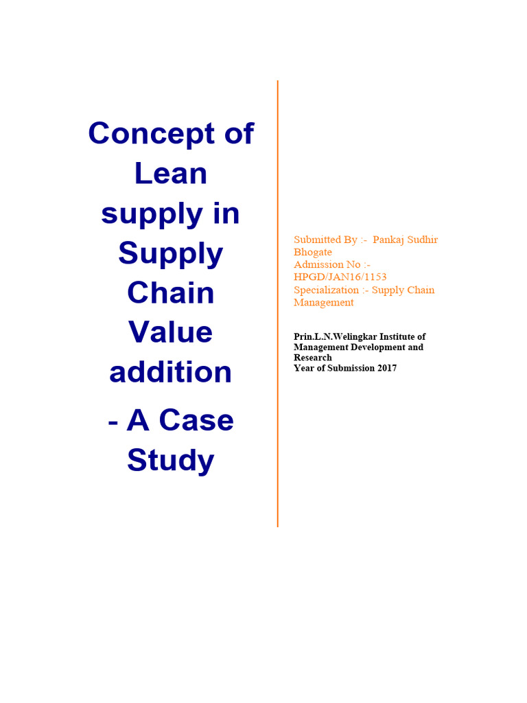 Concept of Lean Supply in Supply Chain Value Addition Case Study | PDF | Lean Manufacturing ...