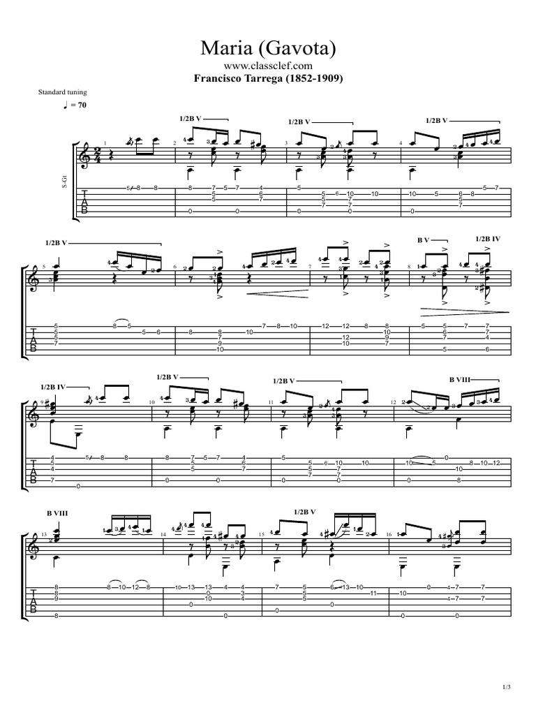 Maria (Gavota) by Francisco Tarrega | PDF