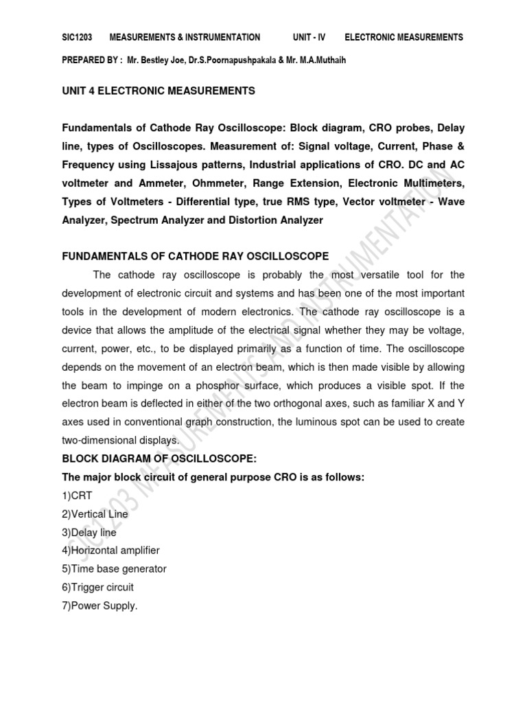 UNIT 4 ELECTRONIC MEASUREMENTS | PDF | Amplifier | Rectifier