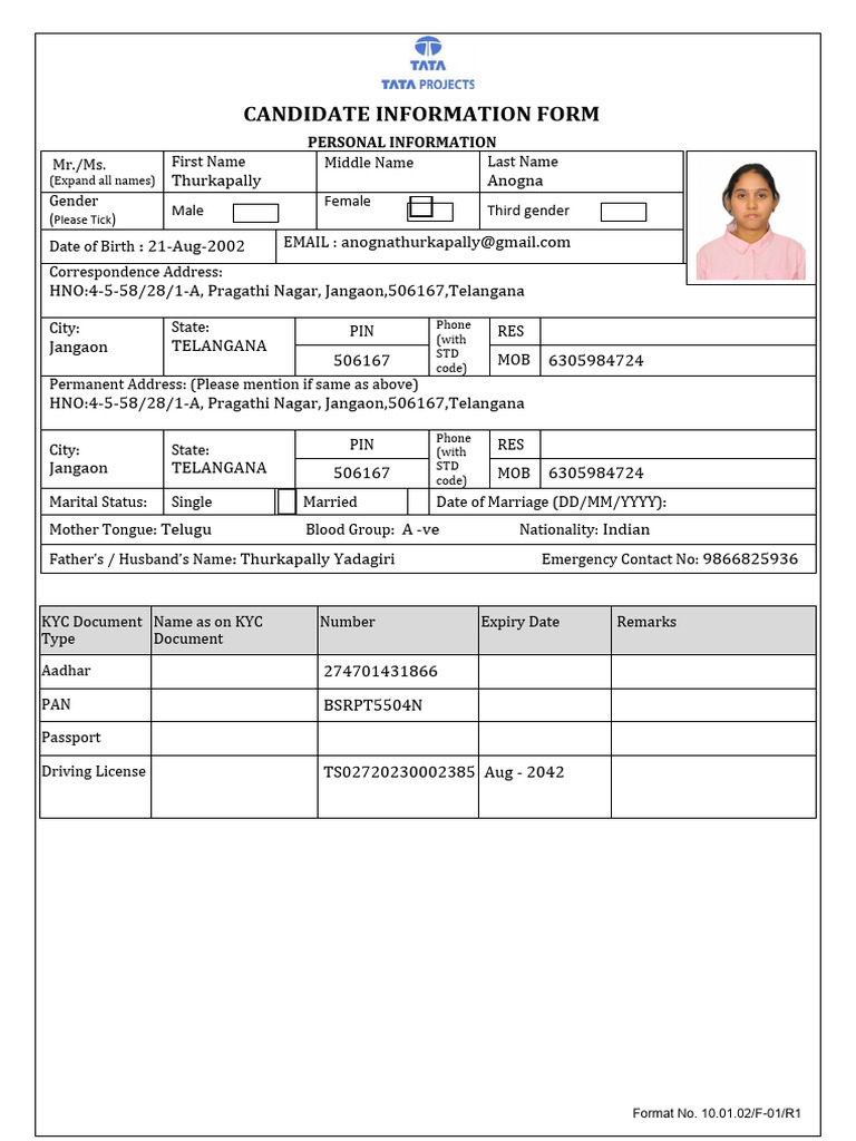 Candidate Information Form | PDF | Employment | Background Check