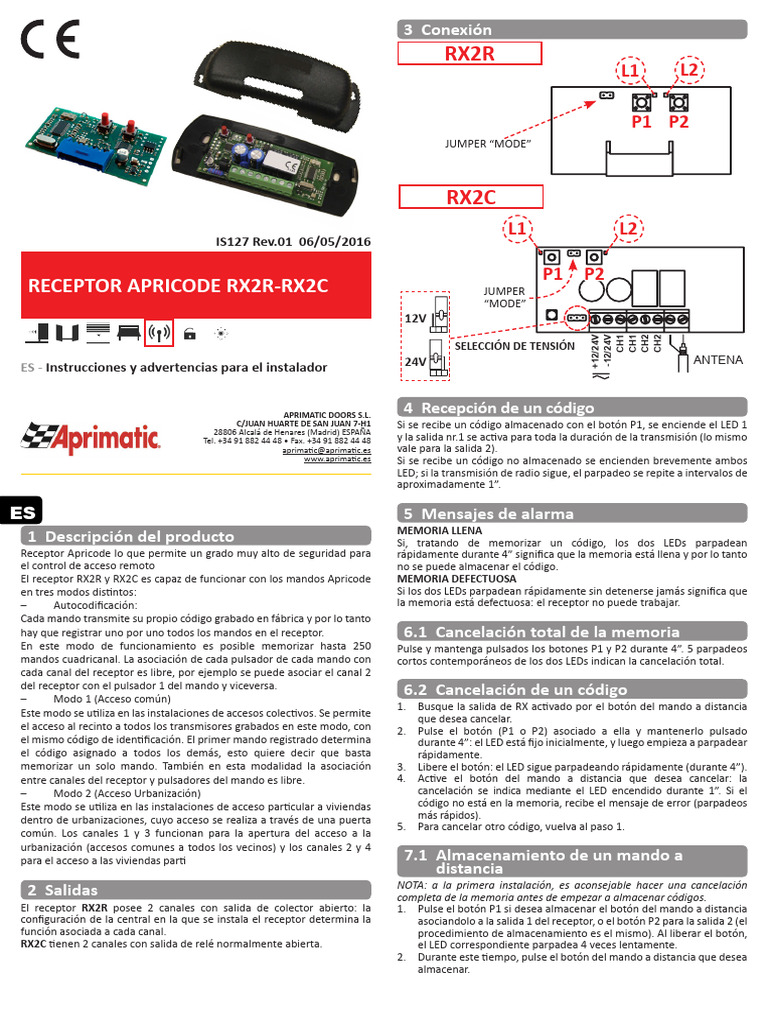 Manual RX2R RX2C | PDF | Reciclaje | Control remoto