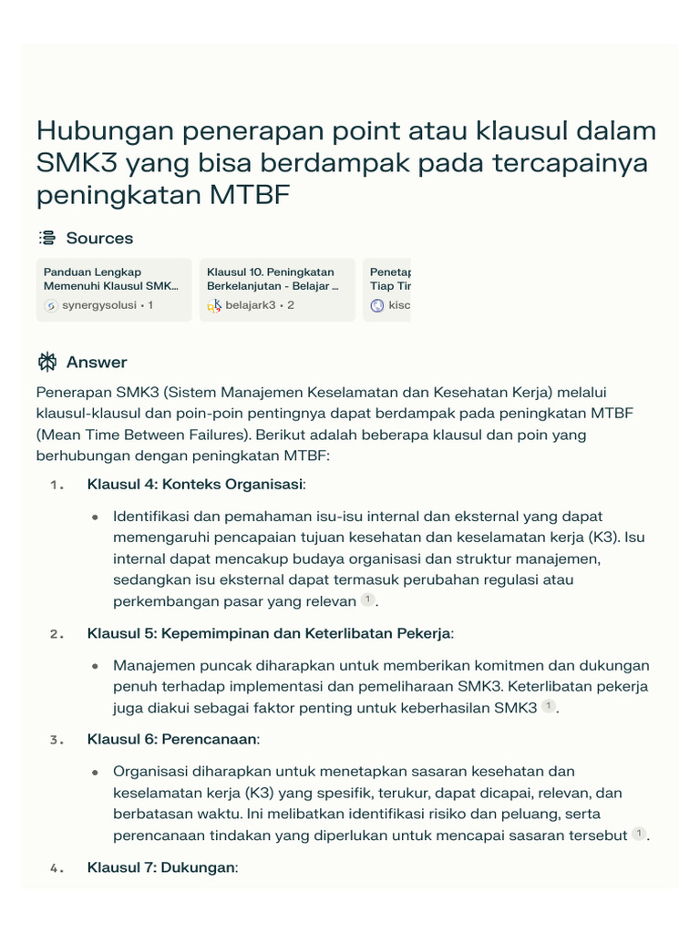 Hubungan Penerapan Point Atau Klausul Dalam SMK3 | PDF