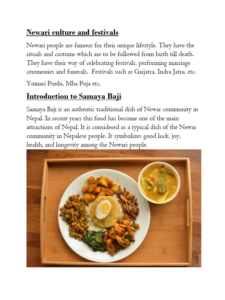 Newari Culture: Festivals & Samaya Baji | PDF | Cooking, Food & Wine