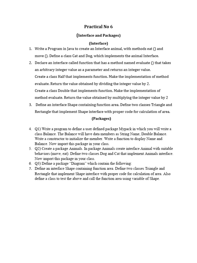 Practical No 6 Interface | PDF