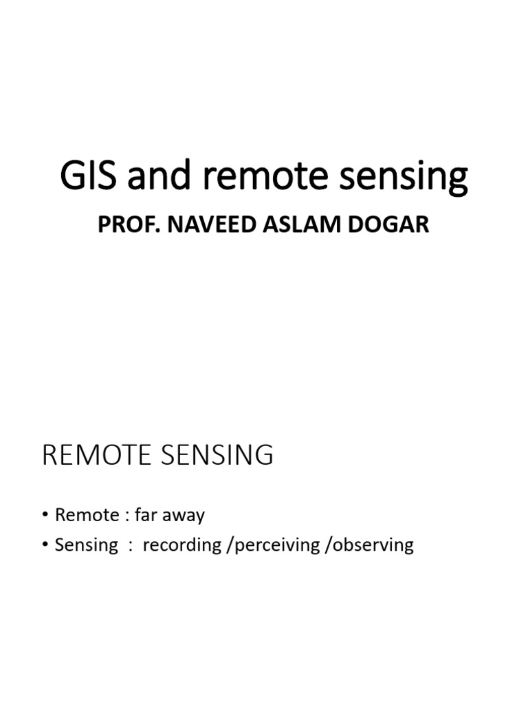 Gis And Remote Sensing Pdf Geographic Information System Remote Sensing
