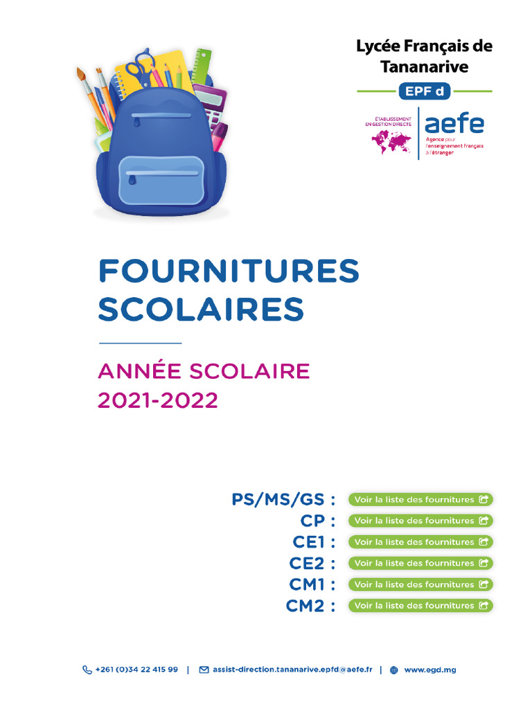 Epfd Fournitures 2021 2022 | PDF