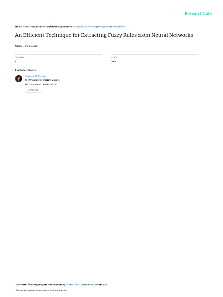An Efficient Technique For Extracting Fuzzy Rules Pdf Fuzzy Logic Artificial Neural Network