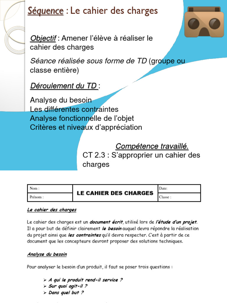 Sequence 3 - Cahier Des Charges | PDF | Méthodes et références pédagogiques | Ordinateurs