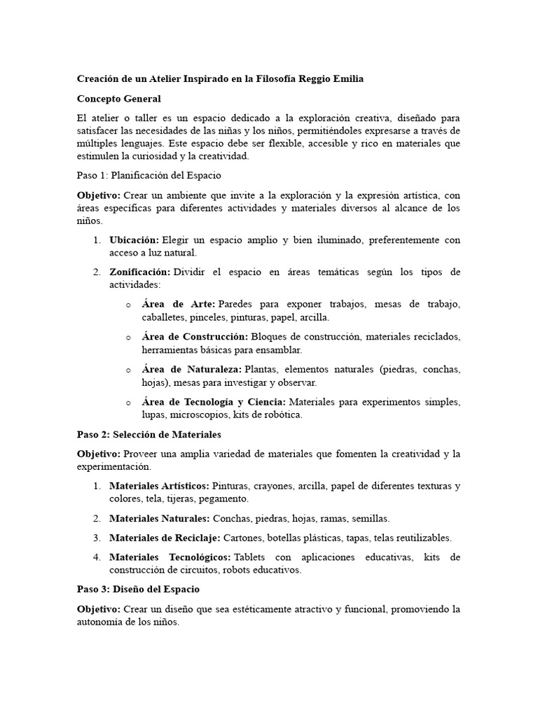 Atelier Creativo Reggio Emilia: Guía Práctica | PDF | Diseño | Creatividad