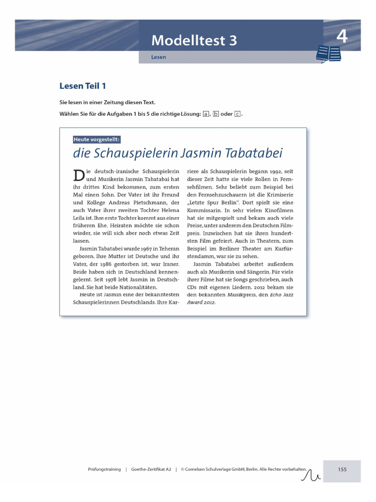 ZK A2.2_ Prüfungstraining_Lesen und Hören_ Modelltest 3 | PDF