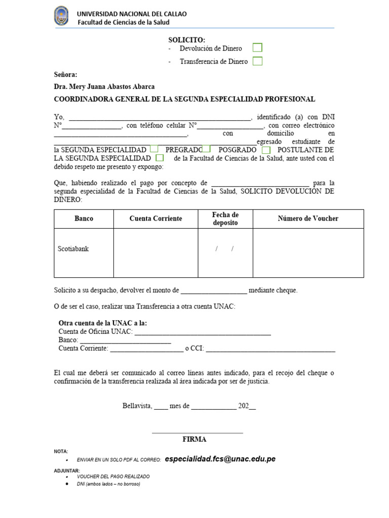 Modelo de Solicitud de Devolucion o Transferencia (4) | PDF
