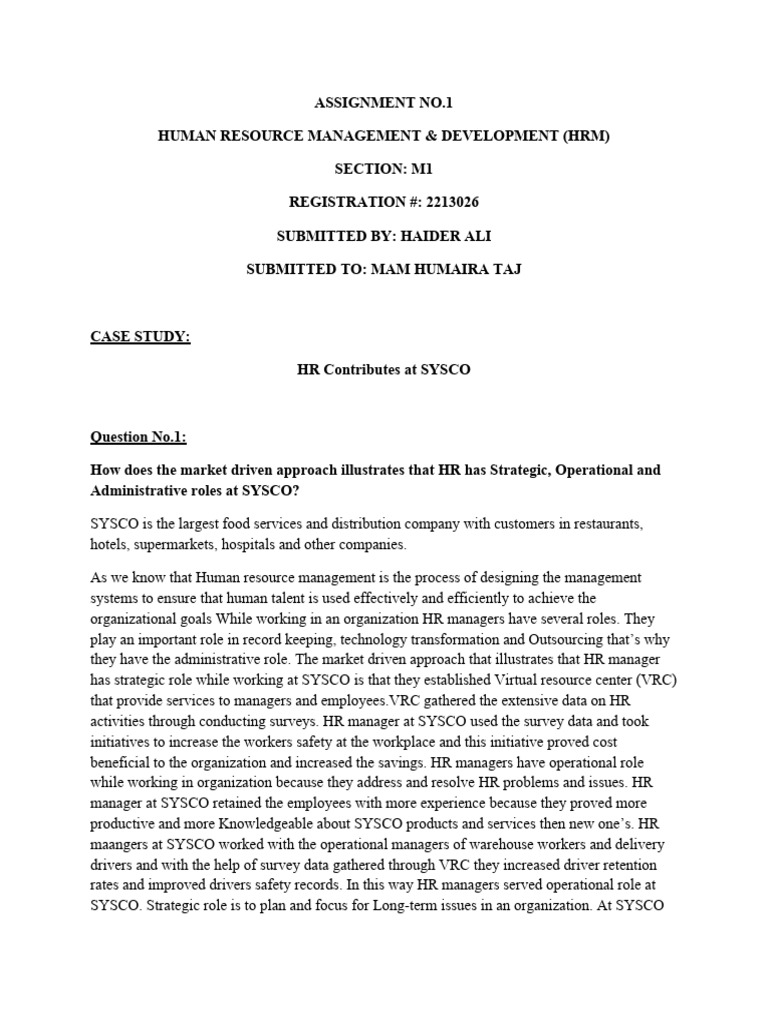 Haider Ali (2213026) Assignment No.1 HRM | PDF | Human Resource Management | Employee Retention