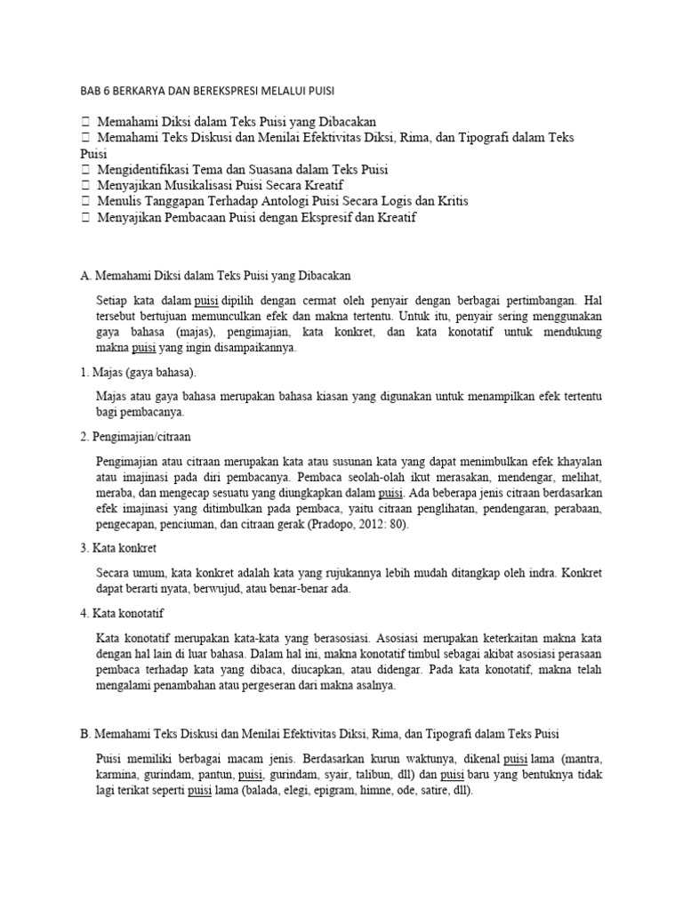 Bab 6 Berkarya Dan Berekspresi Melalui Puisi | PDF