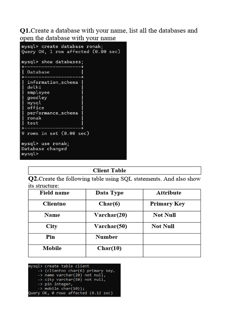Holiday Homework Computer Science Part1 Pdf Sql Databases