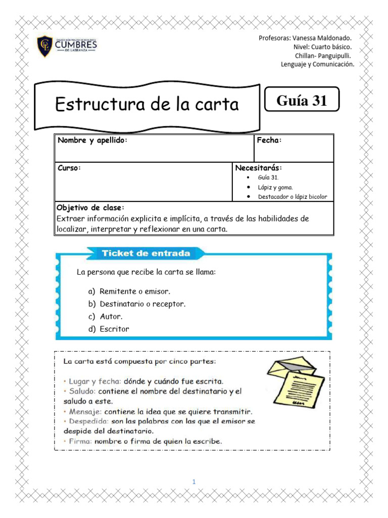 Guia 31 La Carta OOKdocx | PDF | Estudios de idiomas extranjeros | Ficción general